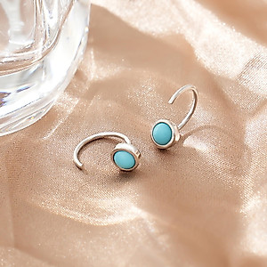 Huggie Hoop Earring 925 Sterling Silver Synthetic Turquoise Huggie Earrings for Women Ear Hugger Earrings Half Hoop Earrings