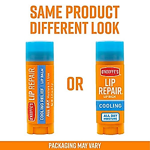 O'Keeffe's Cooling Relief Lip Repair Lip Balm for Dry, Cracked Lips, Stick, (Pack of 4)