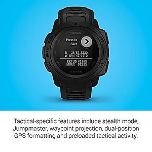 Garmin Instinct Tactical, Rugged GPS Watch, Tactical Specific Features, Constructed to U.S. Military Standard 810G for Thermal, Shock and Water Resistance, Black