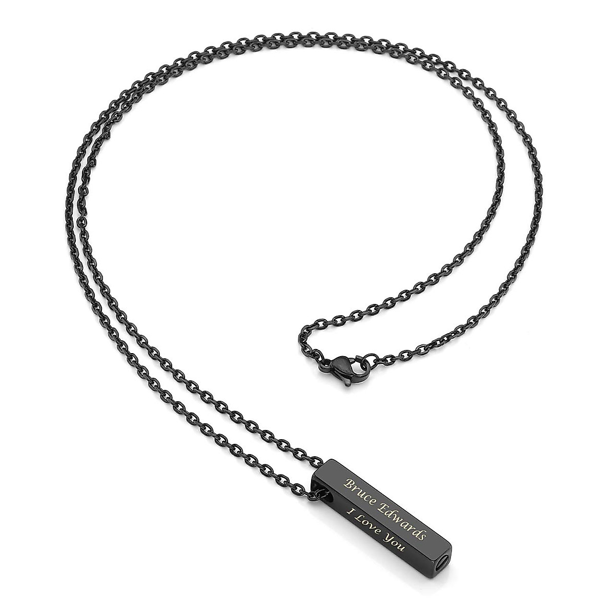 Jovivi Personalized Custom Stainless Steel Cube Bar Urn Necklace for Ashes Memorial Pendant Ash Keepsake Cremation Jewelry