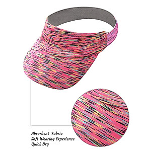 6 Pieces Sport Sun Visor Hat Athletic Visor Cap Adjustable Stretch Band Visor Hat Quick Dry Hat with Sweatband for Women Men Running Jogging Golf Tennis Cycling