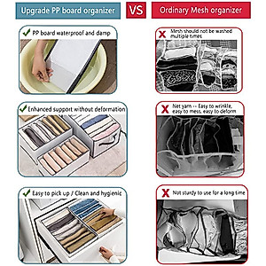 CHVOVUNY 2Pcs Wardrobe Clothes Organizer 12 Grids Washable Portable Closet Organizer Mesh Separation Storage Box Foldable Closet Drawer Organizer For Underwear,Socks,Scarves,Leggings,T-Shirts,Jeans