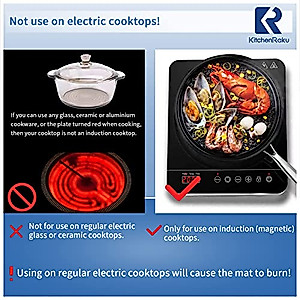 KitchenRaku 2 Pcs Induction Cooktop Mat, (magnetic) Induction Cooktop Protector For Induction Stove, Round Stove Top Cover Induction Silicone Mat, Usable as Microwave Mats (7.9", White)
