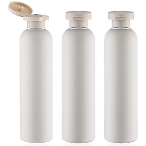 Lusiyi Squeeze Bottles 8 oz, Travel Shampoo and Conditioner Bottles, Plastic Refillable Containers for Lotion(8oz, 3Pcs, White)