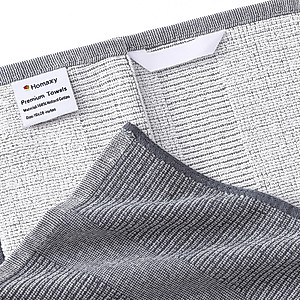 Homaxy Premium Kitchen Towels(18”x 28”, 6 Pack), Large Cotton Kitchen Hand Towels, Flat and Terry Dish Towels, 380 GSM Highly Absorbent Tea Towels Set with Hanging Loop, Grey