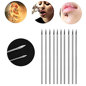 prgislew Ear Nose Piercing Needles - 50Pcs Mixed Piercing Needles 12G 14G 16G 18G and 20G Hollow Needles for Piercing Ear Nose Navel Nipple Lip Piercing Kits Piercing Tools Piercing Supplies