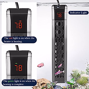 FEDOUR 100W/200W/300W PTC Aquarium Heater, Adjustable Fish Tank Heater with External Temperature Controller, Turtle Tank Heater with Detachable Protective Cover for up to 80 Gallon Tank (300W)