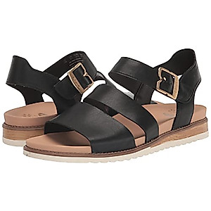 Dr. Scholl's Shoes Women's Island Glow Strappy Flat Sandal,Black Smooth,8.5