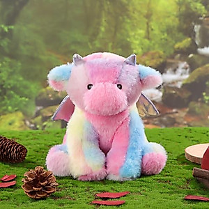 Apricot Lamb Toys Plush Colorful Plush Dragon Dinosaur Stuffed Animal Soft Cuddly Perfect for Child (Colorful Plush Dragon, 8 Inches)