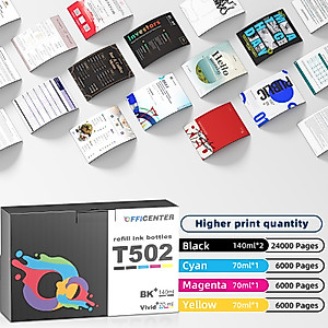 Officenter T502 502 Ink Refill Bottles for Ecotank ET2760 ET-4760 ET2750 ET-3760 ET-2850 ET-15000 ST-4000 ST-2000 ET-3710 ET-3850 ET-3750 ET-4850 ET-3830 ET4750 ET2700 ST3000 ET3700 Printer(2BK C M Y)