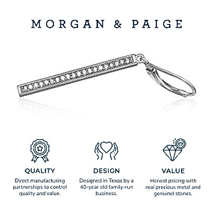 MORGAN & PAIGE .925 Sterling Silver Cubic Zirconia Vertical Bar Drop Earrings 1-3/4" Linear Dangle Earrings For Women