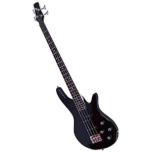 Exquisite Stylish 4 String Bass Guitar IB with Power Line and Wrench Tool Black