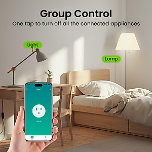 GHome Smart Mini Plug Compatible with Alexa and Google Home, WiFi Outlet Socket Remote Control with Timer Function, Only Supports 2.4GHz Network, No Hub Required, ETL FCC Listed (4 Pack), White