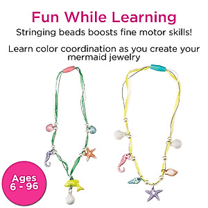 Creativity for Kids Mermaid Jewelry - String Mermaid Beads, Create 8 Jewelry Pieces - Great for Beginners