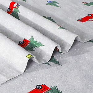 Sleepdown 100% Cotton Flannel Sheets Queen Size - Super Soft, Heavyweight, Double Brushed, Anti-Pill Flannel Queen Sheets - 16" Deep Pocket Queen Fitted Sheet X2 Side Pockets (Queen, Truck & Tree)