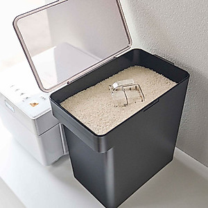 Yamazaki Industries 5424 Airtight Rice Bin, 22.0 lbs (10 kg), Measuring Cup Included, Black, Approx. W 12.0 x D 7.8 x H 12.2 inches (30.7 x 19.7 x 31.2 cm), Tower, Moisture and Oxidation Prevention