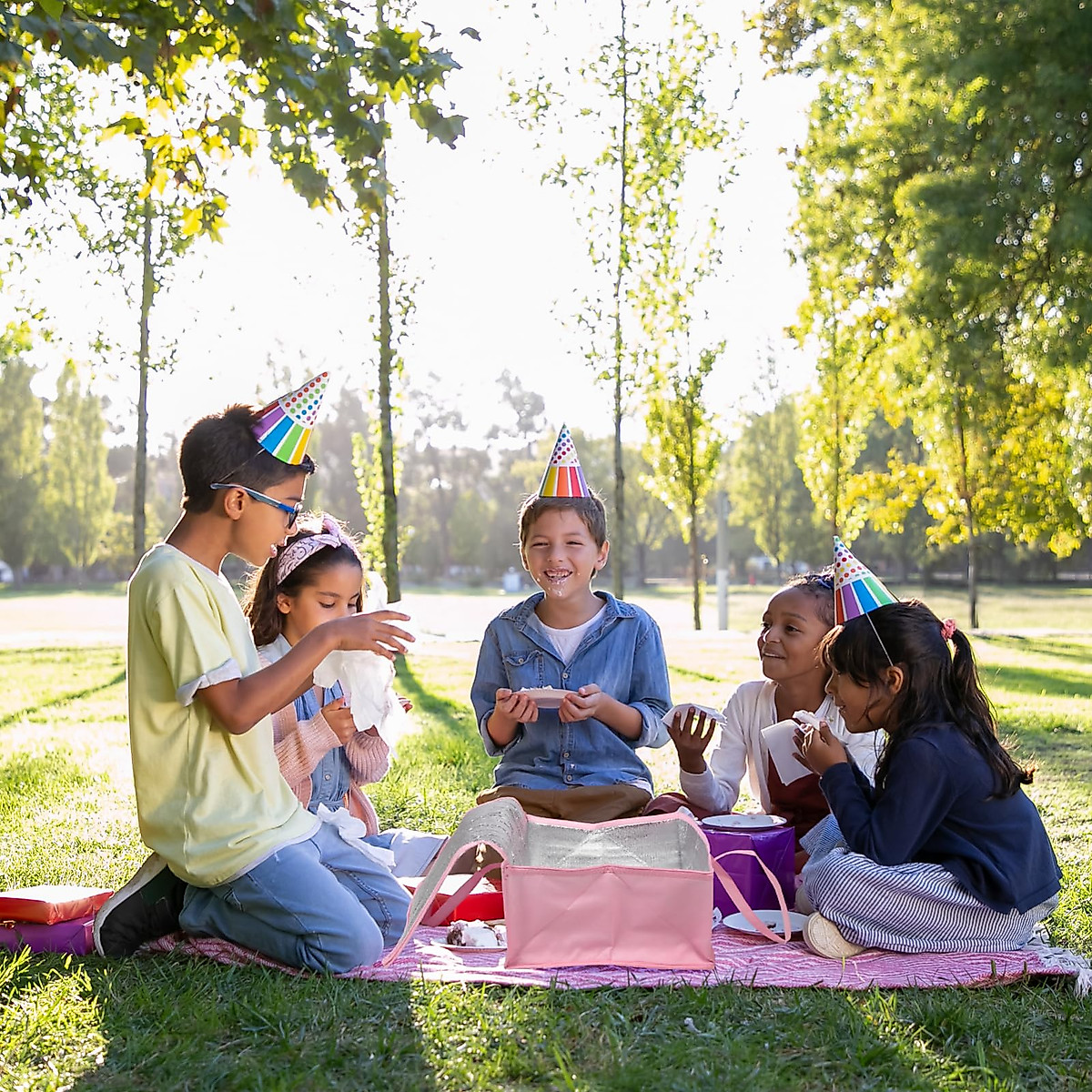 LABRIMP Cake Insulation Bag Deliveries Portable Food Insulated Bag Takeout Door Cake Insulated Bag with Handle Insulated Food Bag Cake Packaging Insulated Bag Pink Non-woven Bags