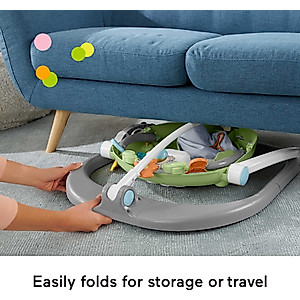 Fisher-Price Baby Bouncer SpaceSaver Jumperoo Activity Center with Lights Sounds and Folding Frame, Sweet Snugapuppy