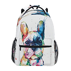 ALAZA French Bulldog Watercolor Travel Laptop Backpack Business Daypack School Bag Bookbag Fit 15.6 Inch Laptops for Women Men Girls
