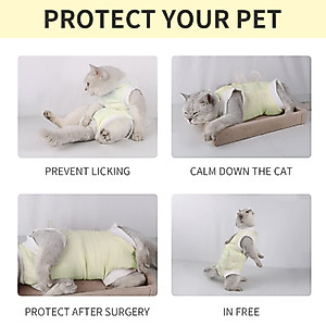 WZ PET Cat Surgery Recovery Suit,Soft Recovery Suit for Cats After Surgery Wear,Professional Cat Recovery Suit Female(Yellow,S)