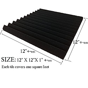 50 Pack Black 12 "X 12 "X1" Acoustic Panels Studio Soundproofing Foam Wedge Tiles,