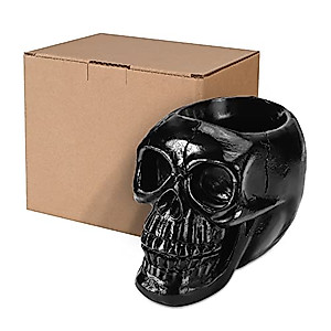 Tofun Black Skull Face Pen Holder Pencil Holder,Makeup Brush Storage Holder,Resin Pencil Cup Stationery Storage for Desktop,Resin Plant Pot,Decorative Skeleton Head Halloween Decor