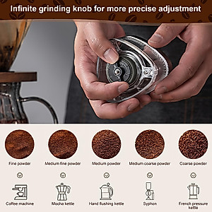 Manual Coffee Grinder, Portable Coffee Bean Grinder with Ceramic Grinding Burr, Adjustable Espresso Grinder for Travel, Camping, Kitchen & Office