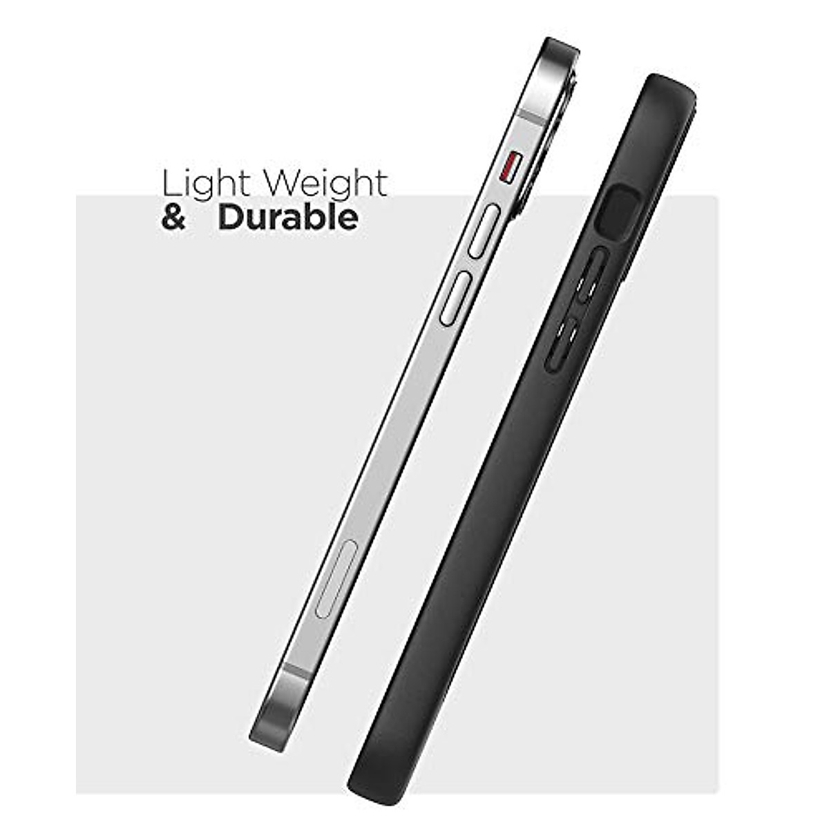 Encased Compatible with iPhone 12 Belt Clip Case (Thin Armor) Slim Grip Cover with Holster - Black