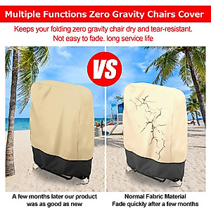 Aofeite Outdoor Folding Zero Gravity Chair Covers, Upgraded Oversized Durable Recliner Cover,420D Oxford Waterproof UV Resistant Lawn Beach Chair Patio Furniture Covers (43Inch Beige)