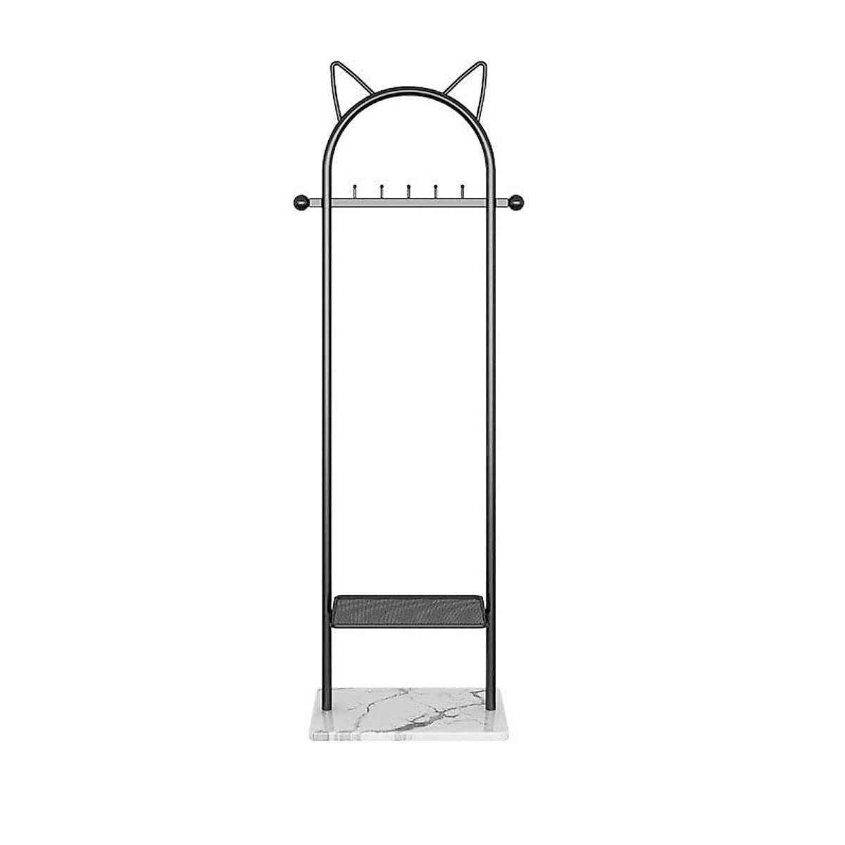TAOQZI Garment Rack,Modern Coat Rack with Shelf,Heavy-Duty Clothing Racks Freestanding with Marble Base,for Hang Clothes,Hat,Scarf,Organize Shoes(Color:Black)