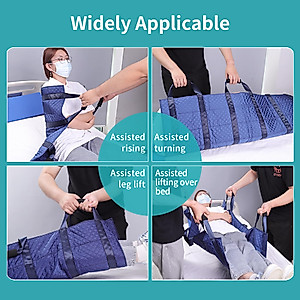 Positioning Bed Pad with Reinforced Handles,Reusable Washable Transfer Sheet for Turning, Lifting,Repositioning,45.7"X26.8" Soft Multipurpose Transfer Pad for Elderly, Incontinence,Caregiver,Blue