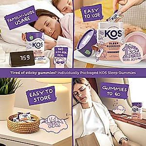 KOS Sleep Gummies - Sugar & Gelatin Free Sleep Aid Gummies for Adults - 50mg L-theanine & 6mg Melatonin Gummies - Individually Wrapped, Plant-Based Formula for a Restful Sleep - 30 Day Supply