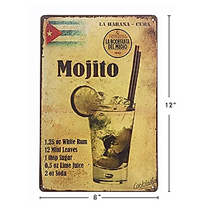 ERLOOD La Habana Cuba Mojito Drink Tin Sign Wall Retro Metal Bar Pub Poster Metal 12 X 8