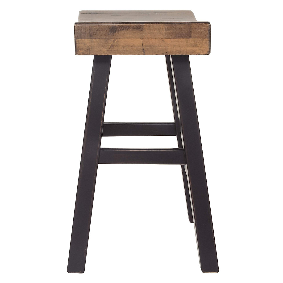 Signature Design by Ashley Glosco Farmhouse 25.5" Counter Height Saddle Barstool, 2 Count, Two-Tone Brown