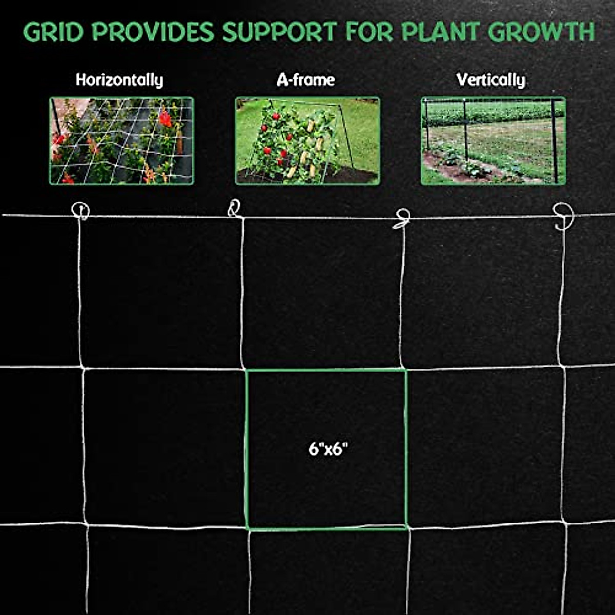 Seedfactor 5 x 30 ft. Plant Trellis Netting, Heavy-Duty Polyester Grow Net, Garden Trellis Netting with Square Mesh for Climbing Plants, Vegetables, Fruits, and Flowers, 1-Pack