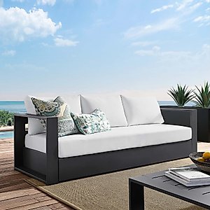 Modway Tahoe Aluminum Outdoor Patio Sofa in Gray White