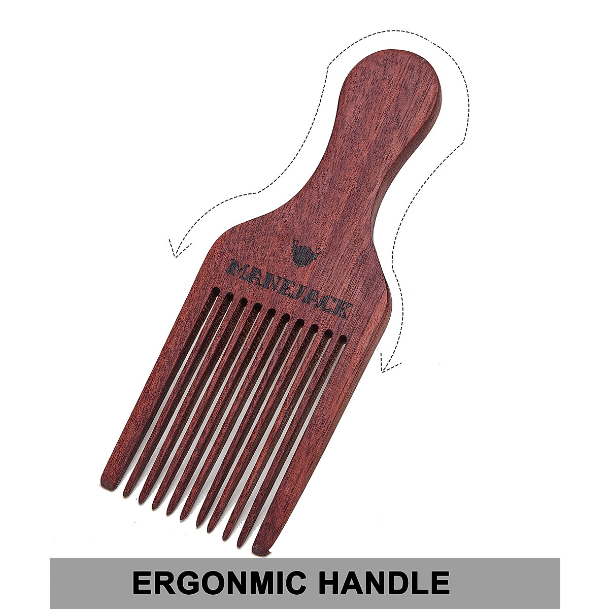 MANEJACK Beard Pick for Men- Wooden Comb Afro Hair Lift Combs