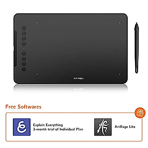 XPPen Deco 01 V2 Graphics Tablet 10x6.25 Inch Drawing Tablet 8192 Levels Pressure Battery-Free Pen with Tilt Function Android/Chromebook Supported Online Teaching Tablet