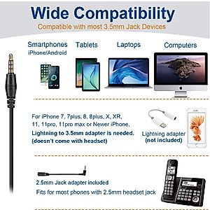 Wantek Cell Phone Headset with Microphone Noise Cancelling for PC,3.5mm Jack,Volume Control,Wired Computer Headset for Zoom Skype,for Office,Business, Call Center, Clear Chat