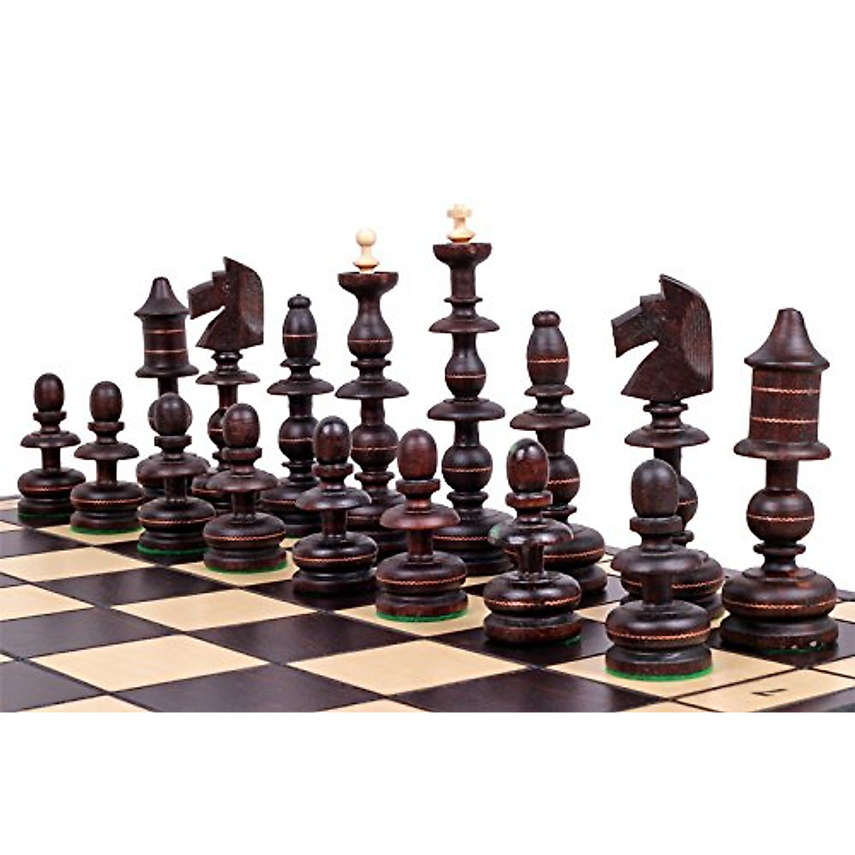 The Alcazar Chess Set an Unique Hand Crafted Wood Chess Pieces with a 5 inch King, 22.8 inch Wooden Chess Board that Folds for Chess Piece Storage