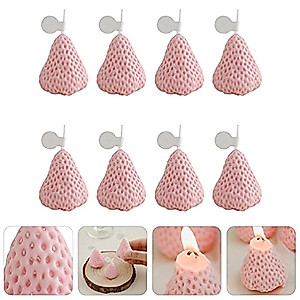 VALICLUD 8 Pcs Mini Scented Candles Strawberry Shaped Aromatherapy Candle Decorative Fragrance Candle for Table Scatter Photo Booth Props Pink