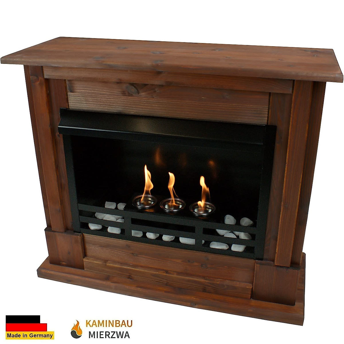 Gel + Ethanol Fire-Places Emily Premium - Inclusive 21-Piece Accessory Set Nut