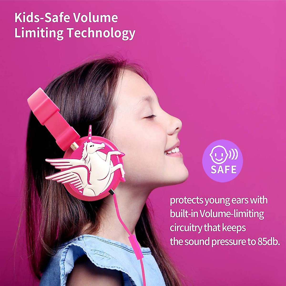 Wired Headphones for Kids/Teens/Adult, Adjustable Headband, Stereo Sound, Foldable with 3.5mm Jack for iPad Cellphones Computer MP3/4 Kindle Airplane School with Sharing Port