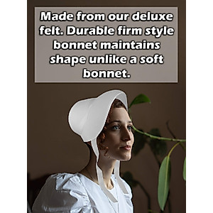 Nicky Bigs Novelties Adult Bonnet Old Fashioned Victorian Handmaids Hat- Women Pilgrim Bonnets Hats - Amish Colonial Bonnet Cap - Pioneer Prairie Felt Sun Hat Costume Accessories Black