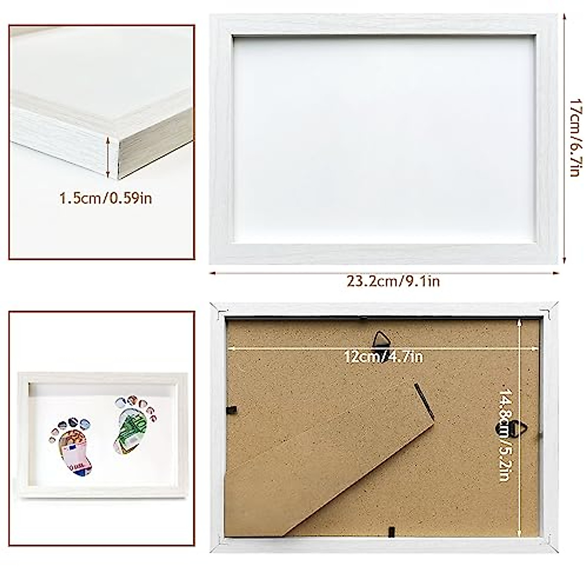 Tarklanda Money Gift Picture Frame,Wooden Money Frame Creative Kids Feet Money Gift Frame,A5 Wood Frame Money Gift Idea for Baby Shower Girls Boys Friends Family Photo Frame 6.7x9.0 inch (feet)