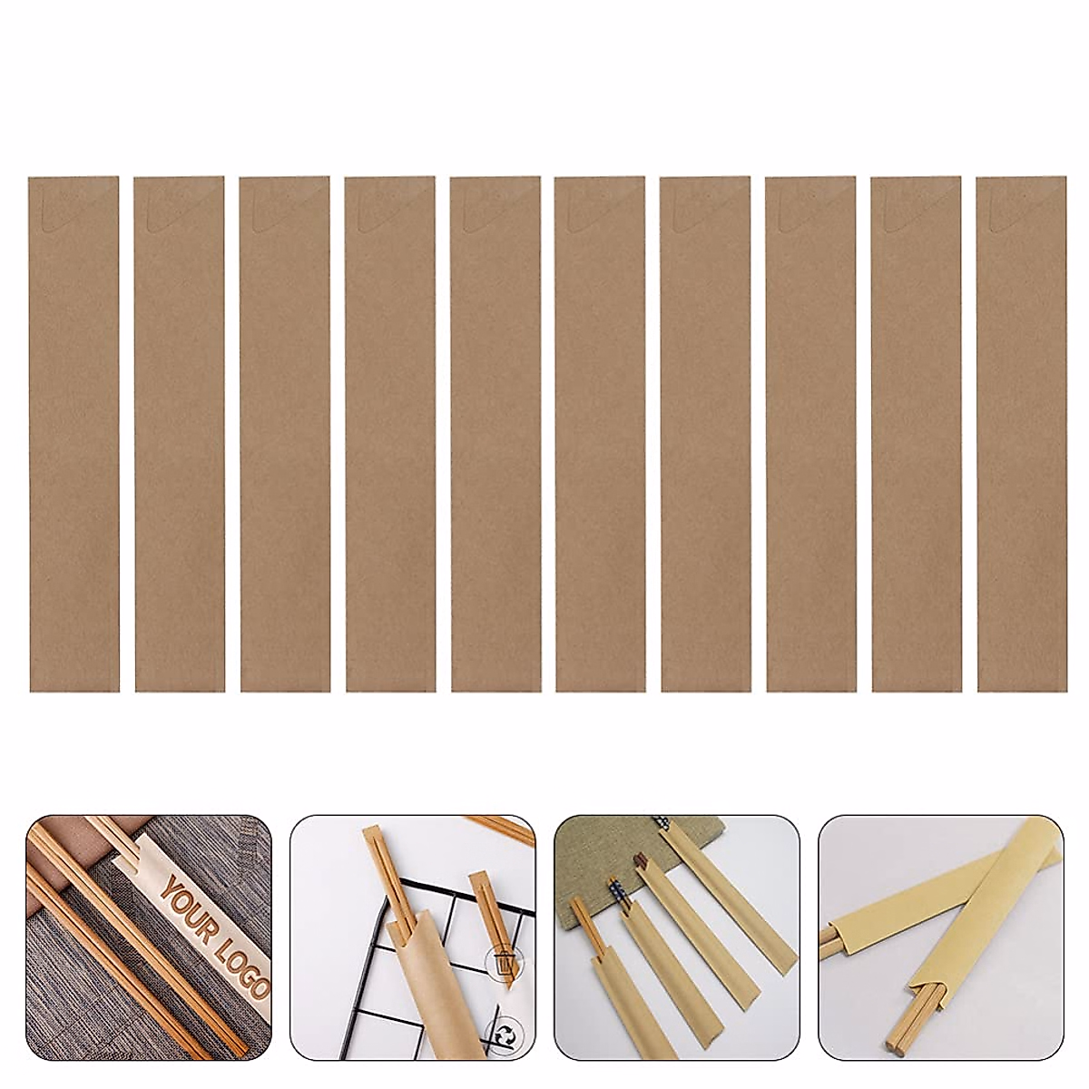 Cabilock 500Pcs Disposable Chopsticks Bags Paper Cutlery Holder for Kitchen Restaurant Spoon Chopsticks Flatware Holder Sleeve