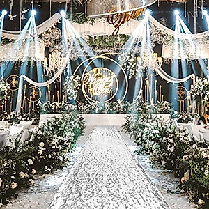 Hahuho Silver Carpet Runner for Party 2ft x 15ft Glitter Aisle Runner for Wedding Ceremony, Birthday, Banquet Decorations（2ft x 15ft, Silver）