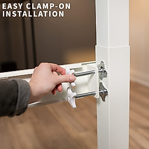 VIVO Universal Steel Clamp-on Desk Stabilizer Bar, 36 to 61.6 inch Bracket Support System for Sit to Stand Desk Frames, White, DESK-STB01W