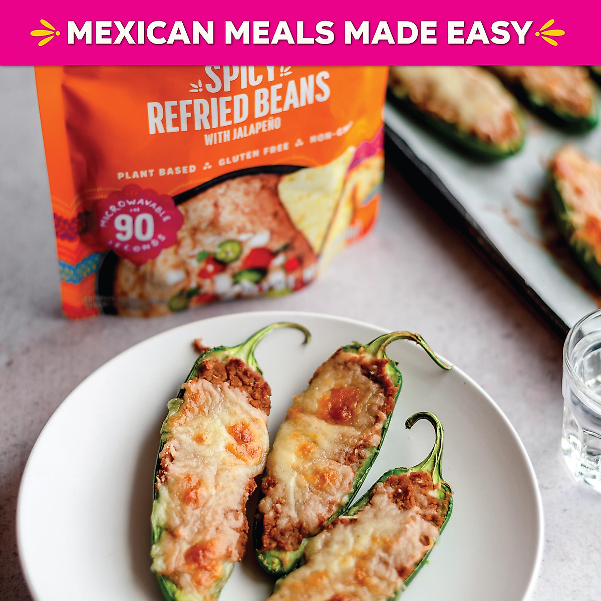 SOMOS Spicy Refried Beans - Gluten Free, Non-GMO, Vegan & Microwavable Meals Ready to Eat - Delicious, Healthy & Convenient - Perfect for Tacos, Tostadas & More | 10 oz (Pack of 6)