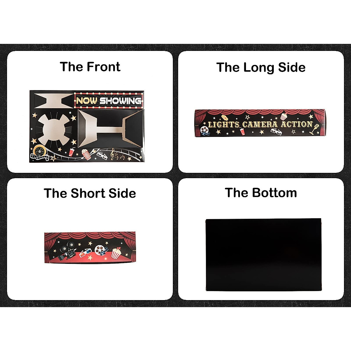 Pecopcock 20 Pcs Movie Night Paper Snack Trays Movie Night Party Favors Cinema Theme Party Birthday Party Supplies Red Carpet Party Family Movie Popcorn&Drink&Candy Box